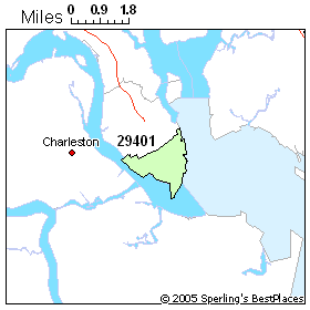 Area By Zip Code Map Of Charleston