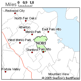 Palo Alto Zip Code Map - Map